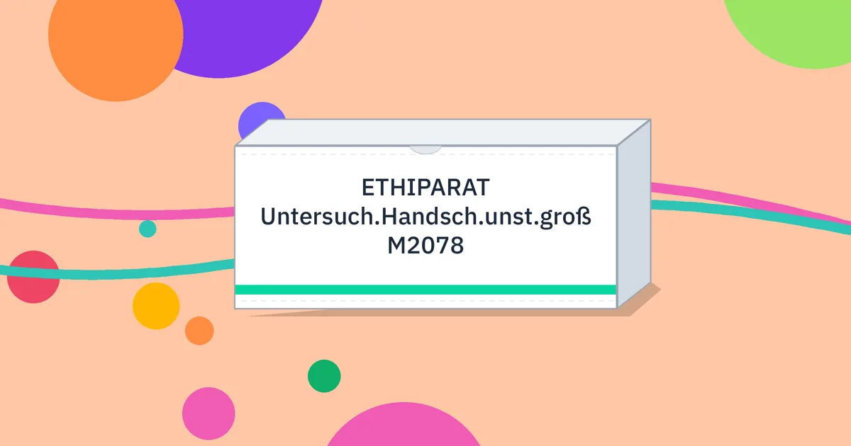 Symbolbild: Packung mit der Aufschrift ETHIPARAT Untersuch.Handsch.unst.groß M2078 (PZN 01230914) – Verfügbarkeit und Bezug in Apotheken in Frankfurt am Main
