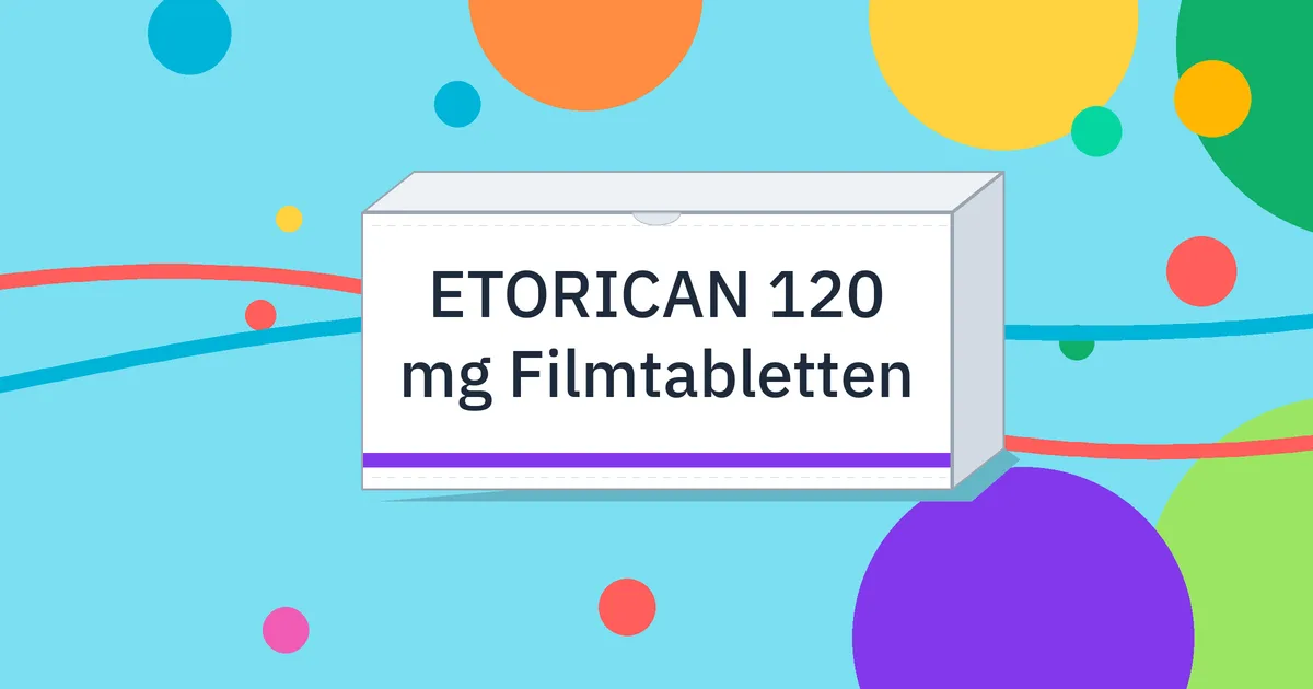 Symbolbild: Packung mit der Aufschrift ETORICAN 120 mg Filmtabletten (PZN 12652506) – Verfügbarkeit und Bezug in Apotheken in Frankfurt am Main