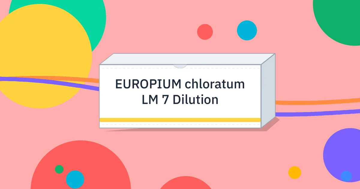 Symbolbild: Packung mit der Aufschrift EUROPIUM chloratum LM 7 Dilution (PZN 13484100) – Verfügbarkeit und Bezug in Apotheken in Frankfurt am Main