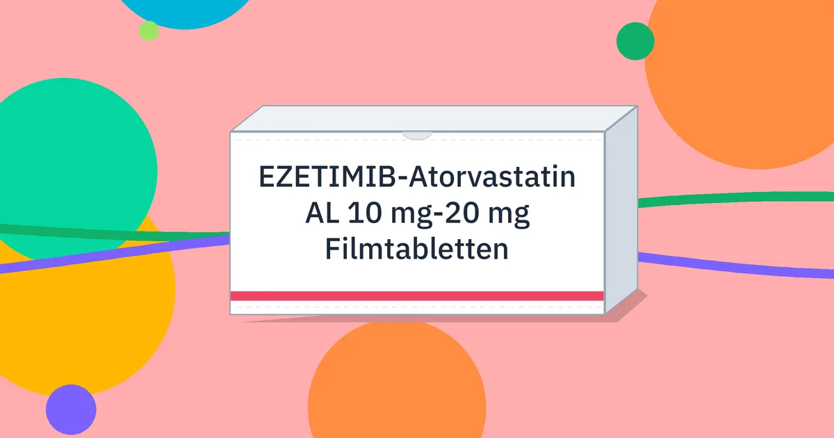 Symbolbild: Packung mit der Aufschrift EZETIMIB-Atorvastatin AL 10 mg-20 mg Filmtabletten (PZN 19181180) – Verfügbarkeit und Bezug in Apotheken in Frankfurt am Main