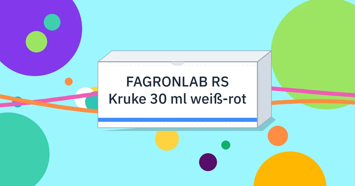Symbolbild: Packung mit der Aufschrift FAGRONLAB RS Kruke 30 ml weiß-rot (PZN 20912329) – Verfügbarkeit und Bezug in Apotheken in Frankfurt am Main