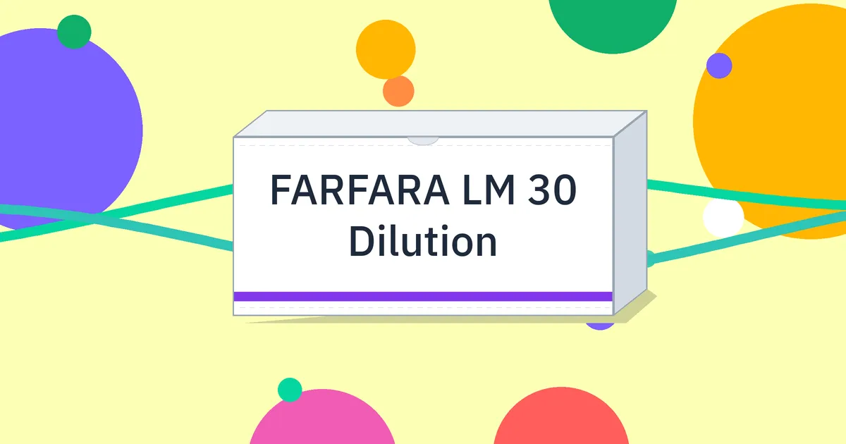 Symbolbild: Packung mit der Aufschrift FARFARA LM 30 Dilution (PZN 13487618) – Verfügbarkeit und Bezug in Apotheken in Frankfurt am Main