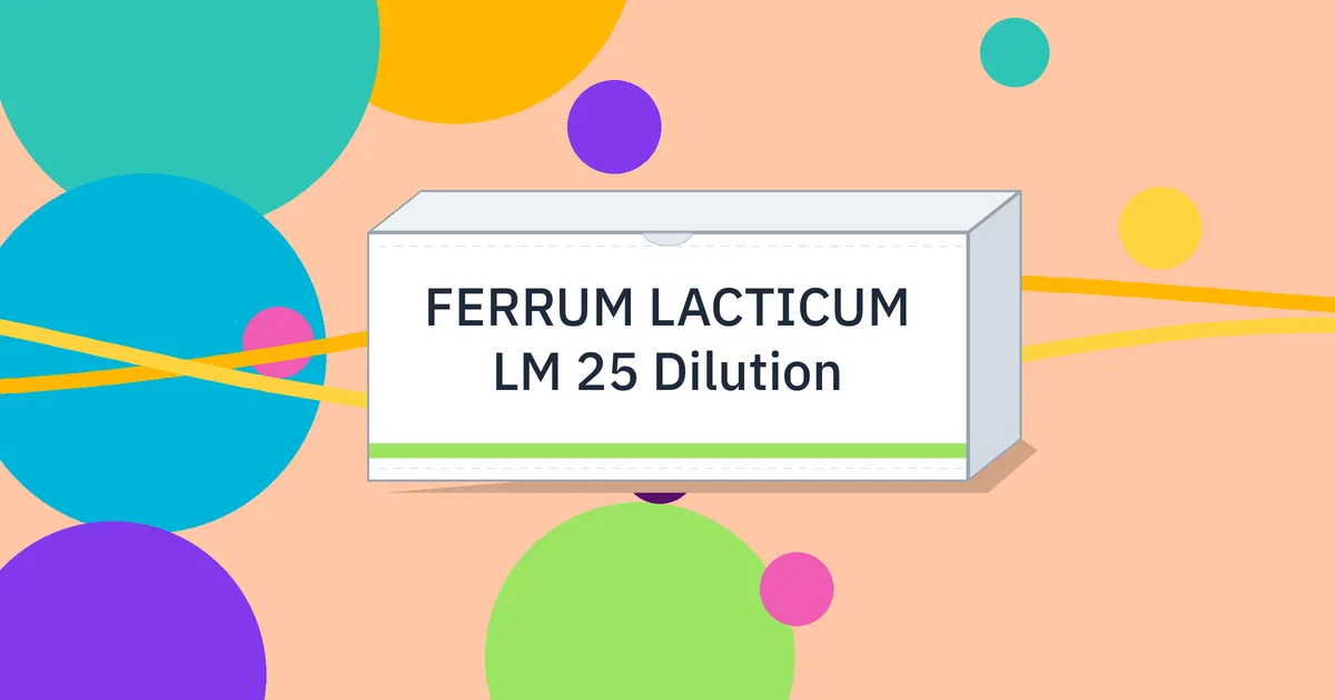 Symbolbild: Packung mit der Aufschrift FERRUM LACTICUM LM 25 Dilution (PZN 12849545) – Verfügbarkeit und Bezug in Apotheken in Frankfurt am Main