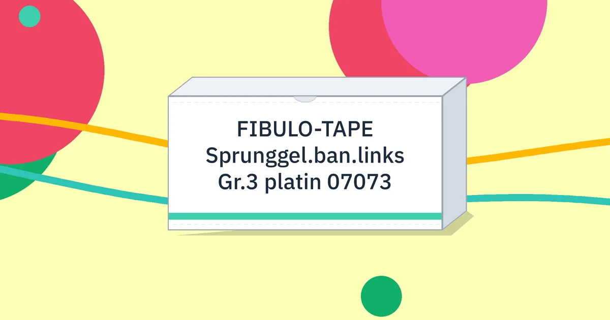Symbolbild: Packung mit der Aufschrift FIBULO-TAPE Sprunggel.ban.links Gr.3 platin 07073 (PZN 06826468) – Verfügbarkeit und Bezug in Apotheken in Frankfurt am Main