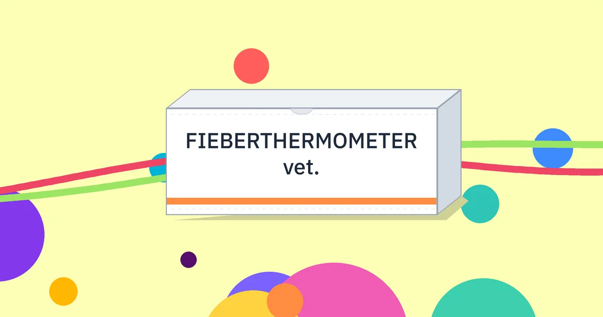 Symbolbild: Packung mit der Aufschrift FIEBERTHERMOMETER vet. (PZN 01980070) – Verfügbarkeit und Bezug in Apotheken in Frankfurt am Main
