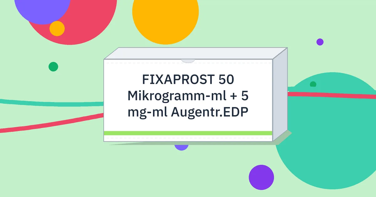 Symbolbild: Packung mit der Aufschrift FIXAPROST 50 Mikrogramm-ml + 5 mg-ml Augentr.EDP (PZN 18361589) – Verfügbarkeit und Bezug in Apotheken in Frankfurt am Main