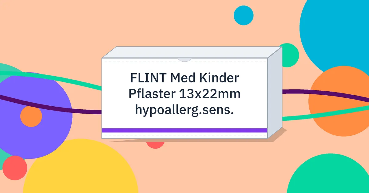 Symbolbild: Packung mit der Aufschrift FLINT Med Kinder Pflaster 13x22mm hypoallerg.sens. (PZN 20054877) – Verfügbarkeit und Bezug in Apotheken in Frankfurt am Main