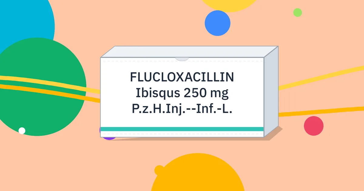 Symbolbild: Packung mit der Aufschrift FLUCLOXACILLIN Ibisqus 250 mg P.z.H.Inj.--Inf.-L. (PZN 16332773) – Verfügbarkeit und Bezug in Apotheken in Frankfurt am Main