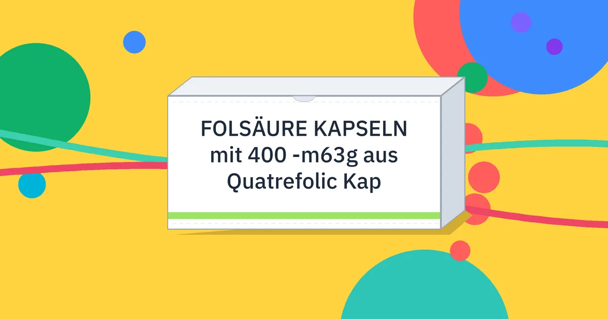Symbolbild: Packung mit der Aufschrift FOLSÄURE KAPSELN mit 400 -m63g aus Quatrefolic Kap (PZN 20581111) – Verfügbarkeit und Bezug in Apotheken in Frankfurt am Main