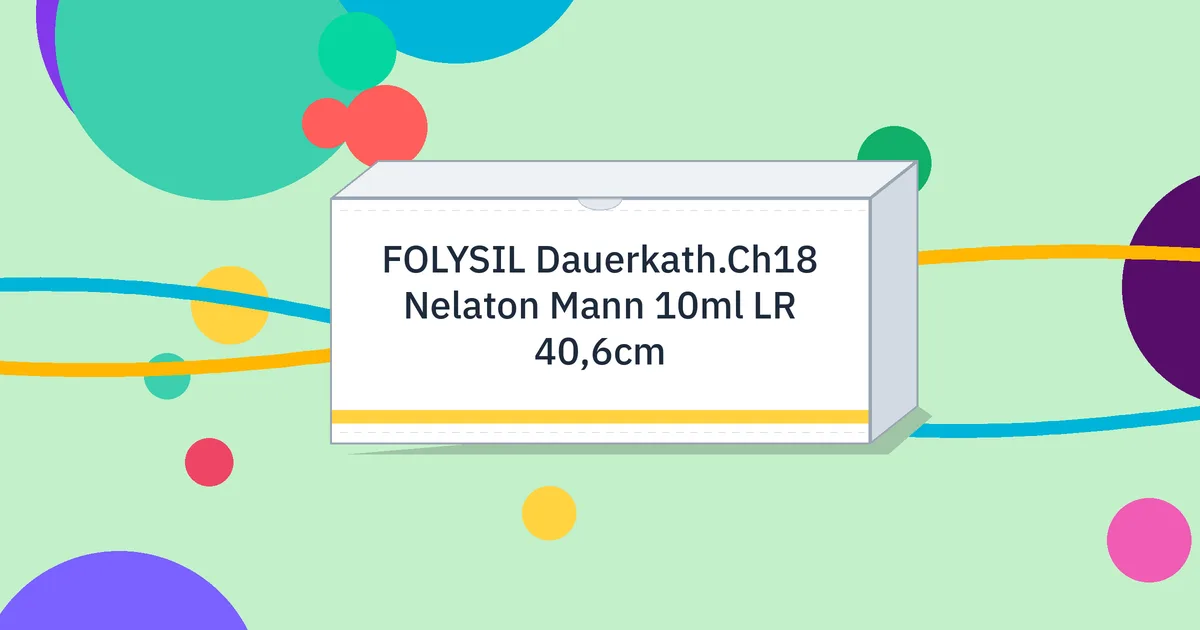 Symbolbild: Packung mit der Aufschrift FOLYSIL Dauerkath.Ch18 Nelaton Mann 10ml LR 40,6cm (PZN 17999249) – Verfügbarkeit und Bezug in Apotheken in Frankfurt am Main