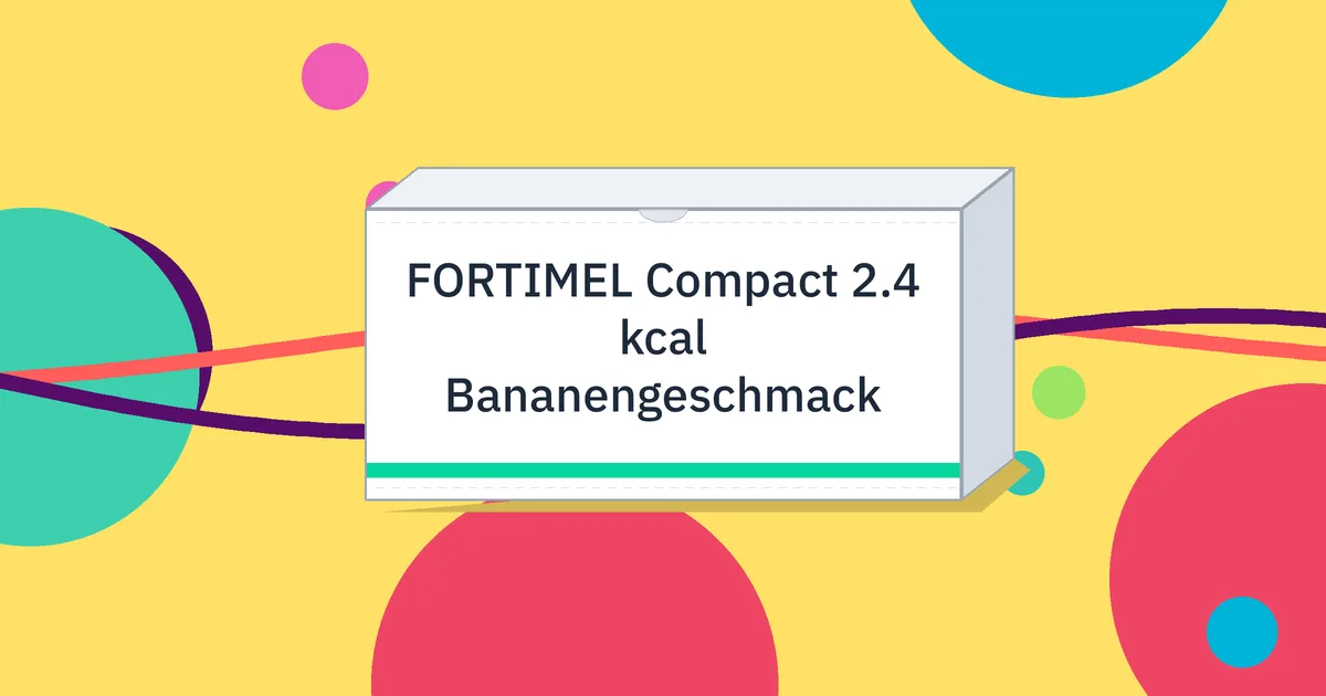 Symbolbild: Packung mit der Aufschrift FORTIMEL Compact 2.4 kcal Bananengeschmack (PZN 19647164) – Verfügbarkeit und Bezug in Apotheken in Frankfurt am Main
