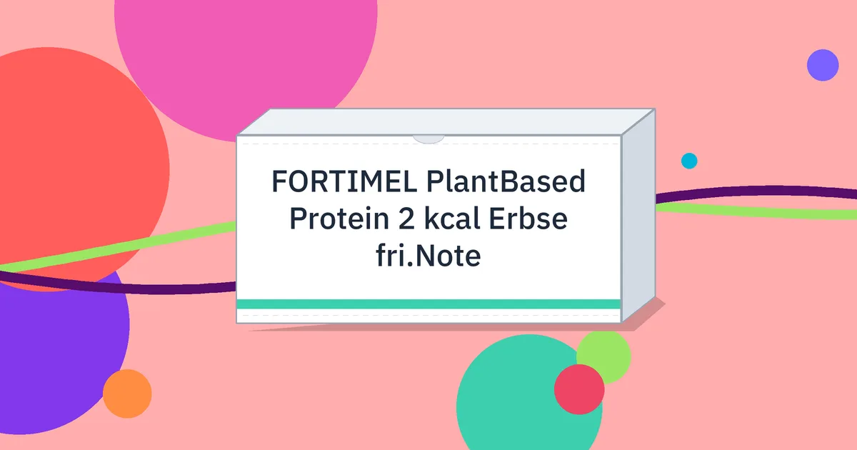Symbolbild: Packung mit der Aufschrift FORTIMEL PlantBased Protein 2 kcal Erbse fri.Note (PZN 20055411) – Verfügbarkeit und Bezug in Apotheken in Frankfurt am Main
