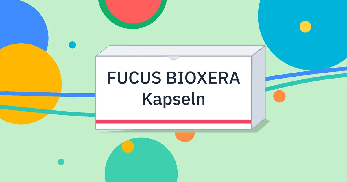 Symbolbild: Packung mit der Aufschrift FUCUS BIOXERA Kapseln (PZN 07731221) – Verfügbarkeit und Bezug in Apotheken in Frankfurt am Main