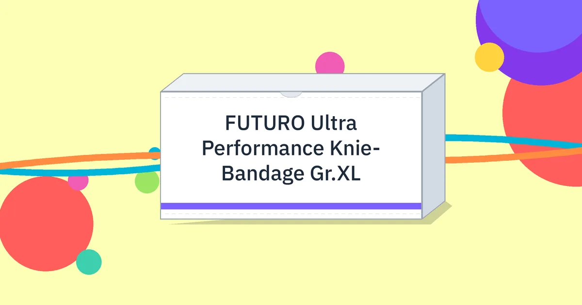 Symbolbild: Packung mit der Aufschrift FUTURO Ultra Performance Knie-Bandage Gr.XL (PZN 17430124) – Verfügbarkeit und Bezug in Apotheken in Frankfurt am Main