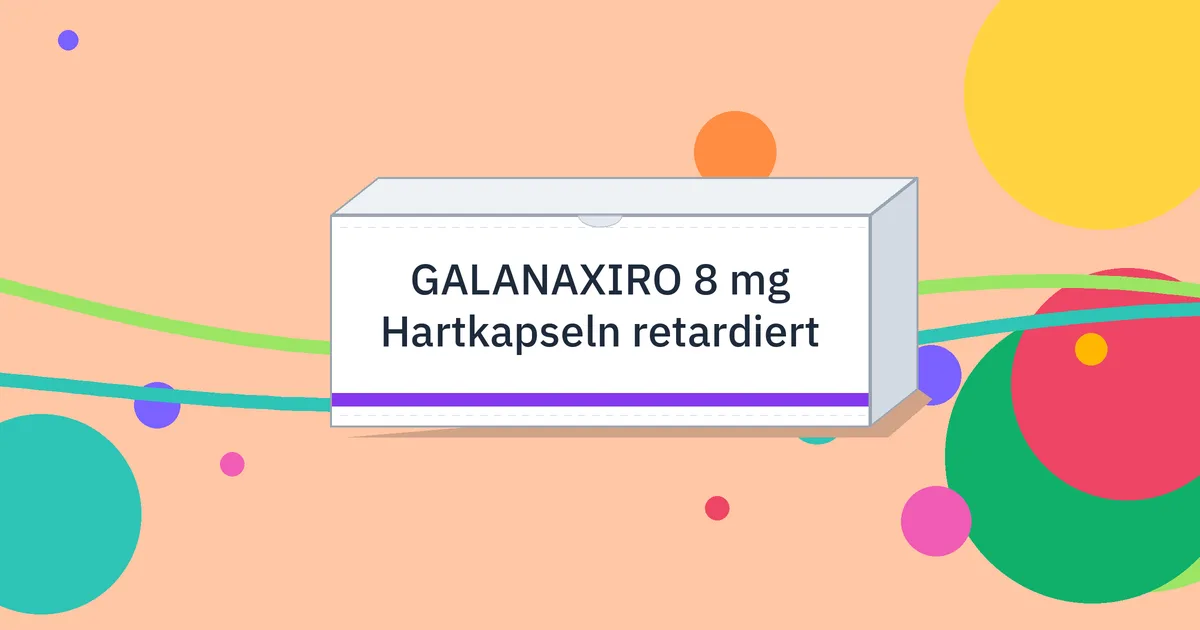 Symbolbild: Packung mit der Aufschrift GALANAXIRO 8 mg Hartkapseln retardiert (PZN 14446343) – Verfügbarkeit und Bezug in Apotheken in Frankfurt am Main