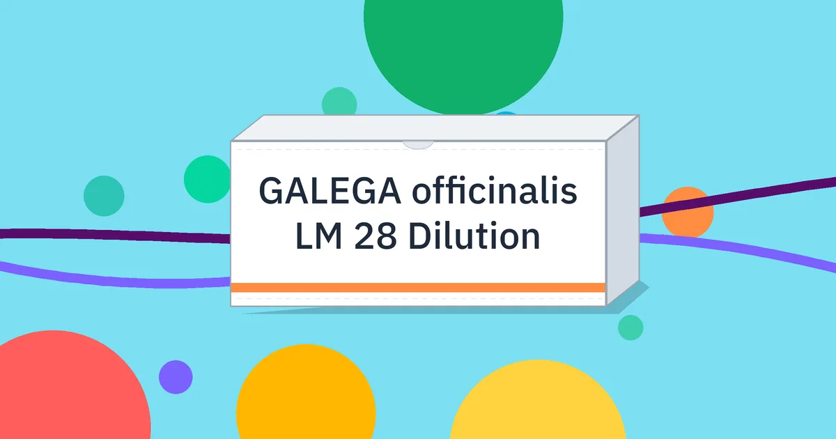 Symbolbild: Packung mit der Aufschrift GALEGA officinalis LM 28 Dilution (PZN 13495931) – Verfügbarkeit und Bezug in Apotheken in Frankfurt am Main