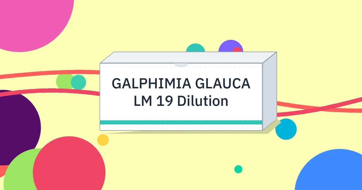 Symbolbild: Packung mit der Aufschrift GALPHIMIA GLAUCA LM 19 Dilution (PZN 12875376) – Verfügbarkeit und Bezug in Apotheken in Frankfurt am Main