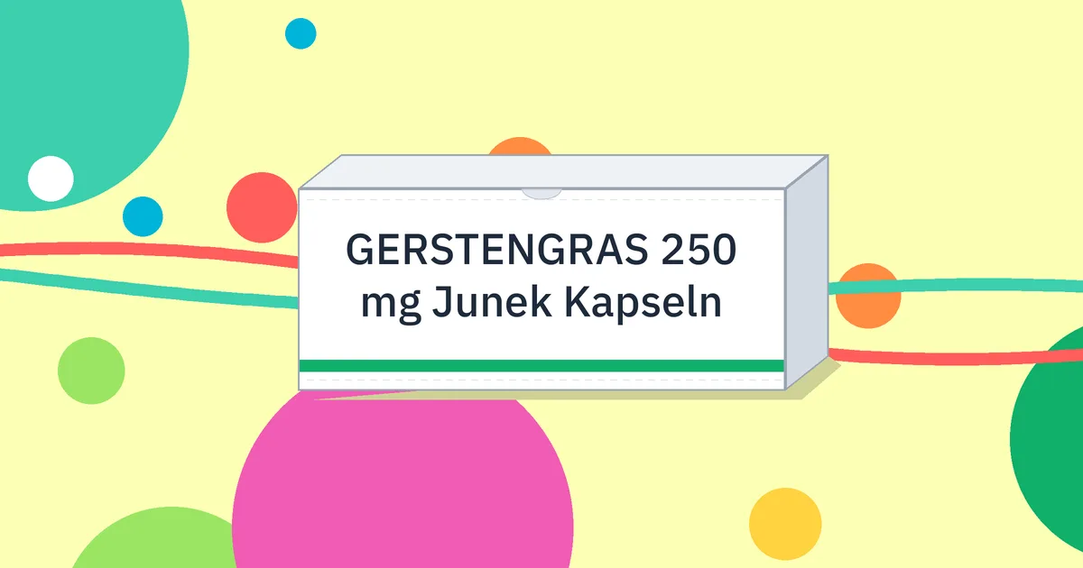 Symbolbild: Packung mit der Aufschrift GERSTENGRAS 250 mg Junek Kapseln (PZN 10051369) – Verfügbarkeit und Bezug in Apotheken in Frankfurt am Main