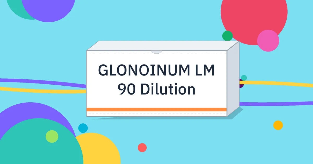Symbolbild: Packung mit der Aufschrift GLONOINUM LM 90 Dilution (PZN 12879227) – Verfügbarkeit und Bezug in Apotheken in Frankfurt am Main