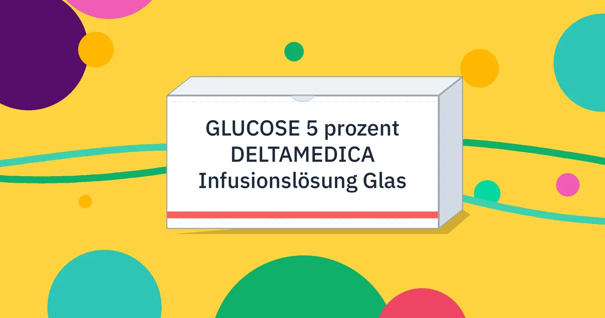 Symbolbild: Packung mit der Aufschrift GLUCOSE 5 prozent DELTAMEDICA Infusionslösung Glas (PZN 03563608) – Verfügbarkeit und Bezug in Apotheken in Frankfurt am Main