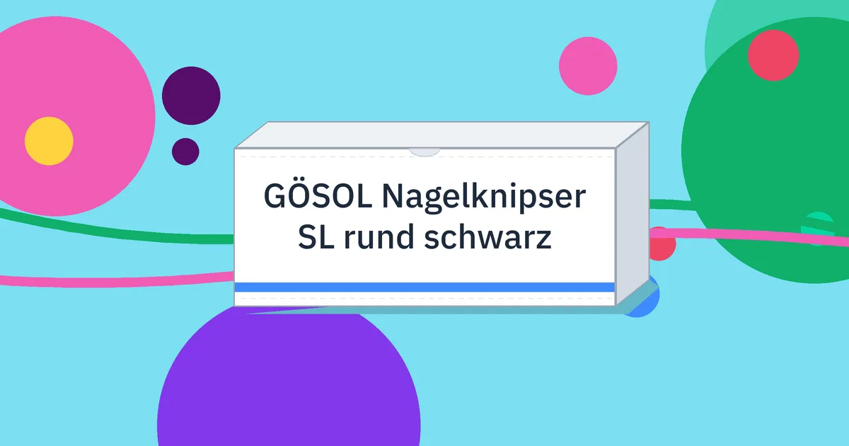Symbolbild: Packung mit der Aufschrift GÖSOL Nagelknipser SL rund schwarz (PZN 16774324) – Verfügbarkeit und Bezug in Apotheken in Frankfurt am Main