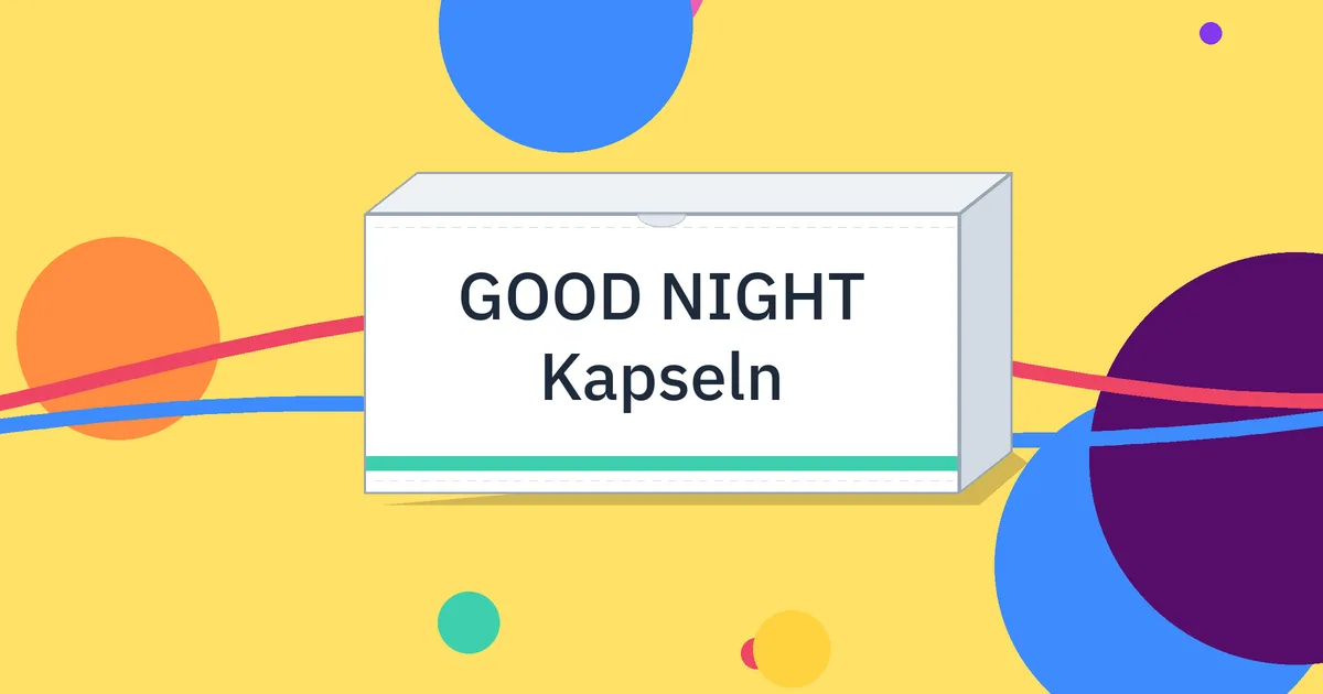 Symbolbild: Packung mit der Aufschrift GOOD NIGHT Kapseln (PZN 09307881) – Verfügbarkeit und Bezug in Apotheken in Frankfurt am Main