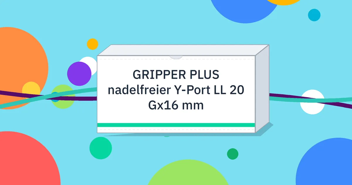 Symbolbild: Packung mit der Aufschrift GRIPPER PLUS nadelfreier Y-Port LL 20 Gx16 mm (PZN 09676242) – Verfügbarkeit und Bezug in Apotheken in Frankfurt am Main