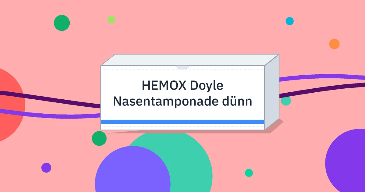 Symbolbild: Packung mit der Aufschrift HEMOX Doyle Nasentamponade dünn (PZN 06592533) – Verfügbarkeit und Bezug in Apotheken in Frankfurt am Main