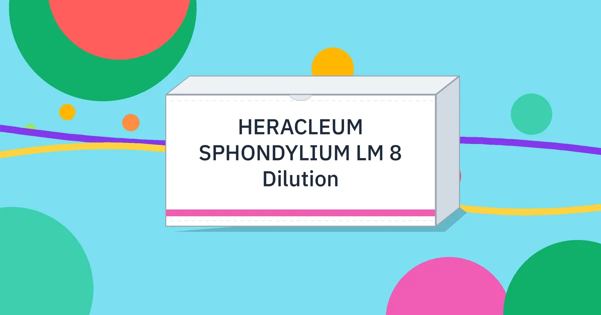 Symbolbild: Packung mit der Aufschrift HERACLEUM SPHONDYLIUM LM 8 Dilution (PZN 13552528) – Verfügbarkeit und Bezug in Apotheken in Frankfurt am Main