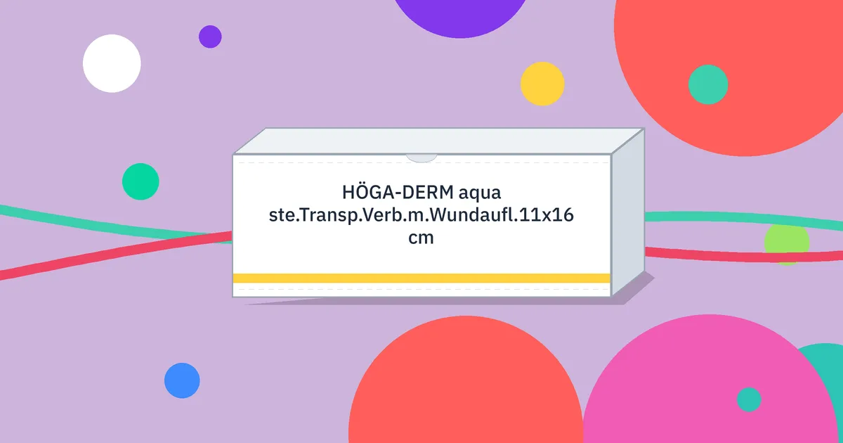 Symbolbild: Packung mit der Aufschrift HÖGA-DERM aqua ste.Transp.Verb.m.Wundaufl.11x16 cm (PZN 18229832) – Verfügbarkeit und Bezug in Apotheken in Frankfurt am Main