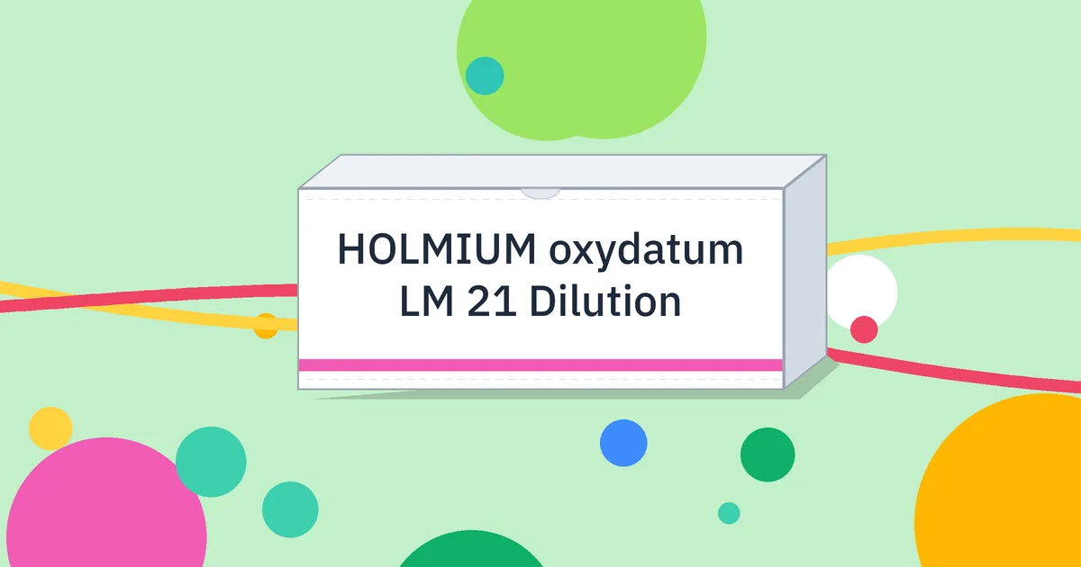 Symbolbild: Packung mit der Aufschrift HOLMIUM oxydatum LM 21 Dilution (PZN 13554993) – Verfügbarkeit und Bezug in Apotheken in Frankfurt am Main
