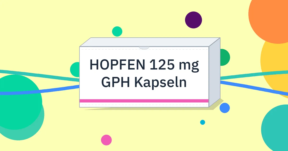 Symbolbild: Packung mit der Aufschrift HOPFEN 125 mg GPH Kapseln (PZN 09645365) – Verfügbarkeit und Bezug in Apotheken in Frankfurt am Main