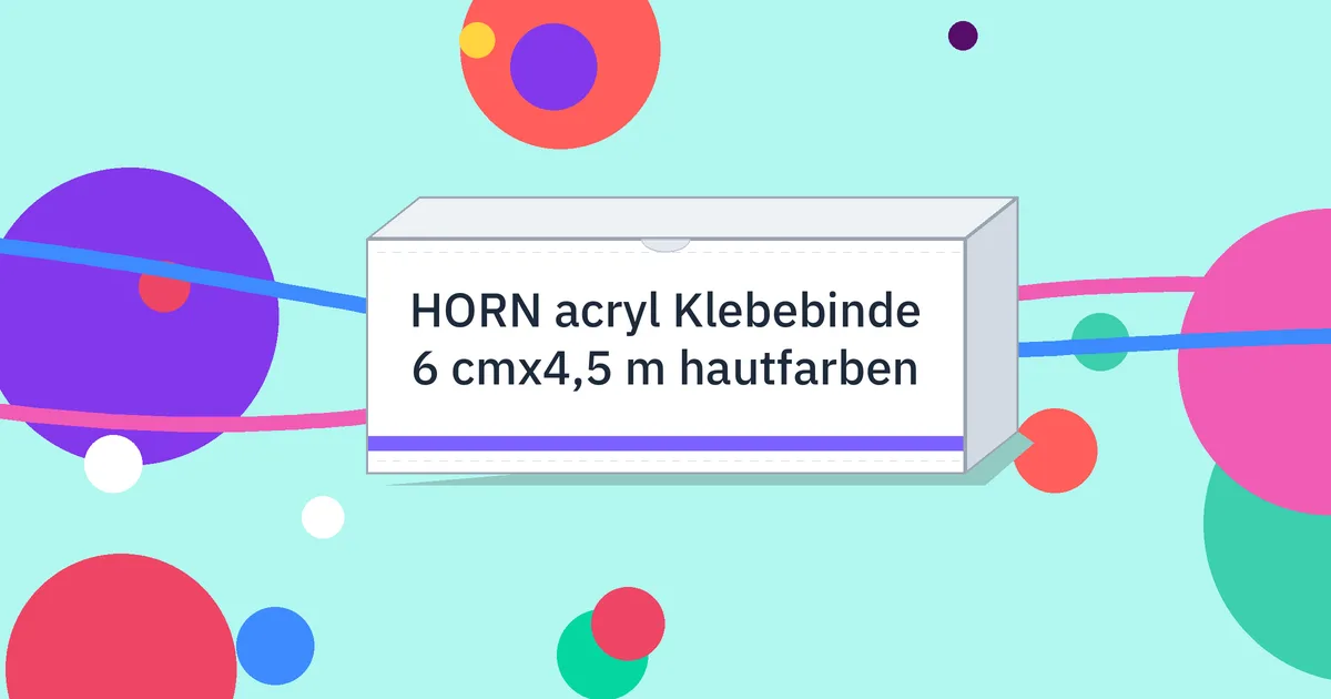 Symbolbild: Packung mit der Aufschrift HORN acryl Klebebinde 6 cmx4,5 m hautfarben (PZN 03567032) – Verfügbarkeit und Bezug in Apotheken in Frankfurt am Main
