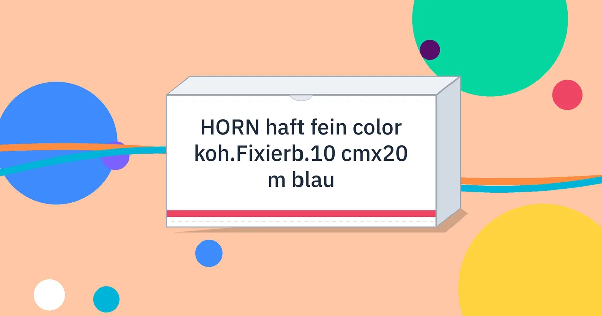 Symbolbild: Packung mit der Aufschrift HORN haft fein color koh.Fixierb.10 cmx20 m blau (PZN 03783586) – Verfügbarkeit und Bezug in Apotheken in Frankfurt am Main
