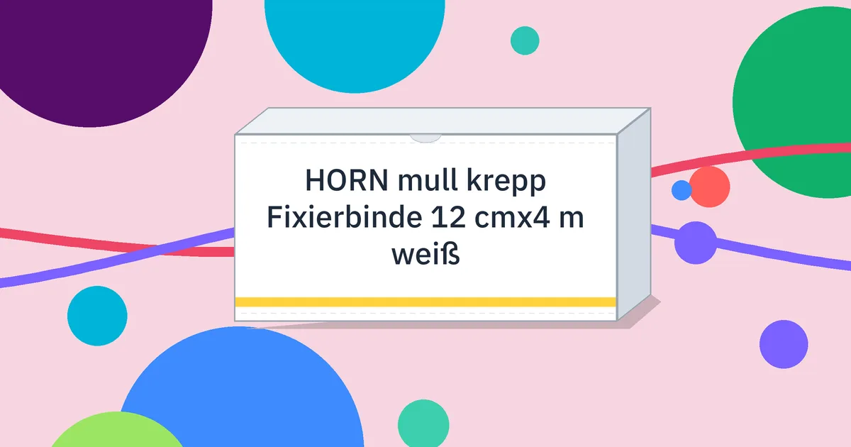 Symbolbild: Packung mit der Aufschrift HORN mull krepp Fixierbinde 12 cmx4 m weiß (PZN 04658831) – Verfügbarkeit und Bezug in Apotheken in Frankfurt am Main