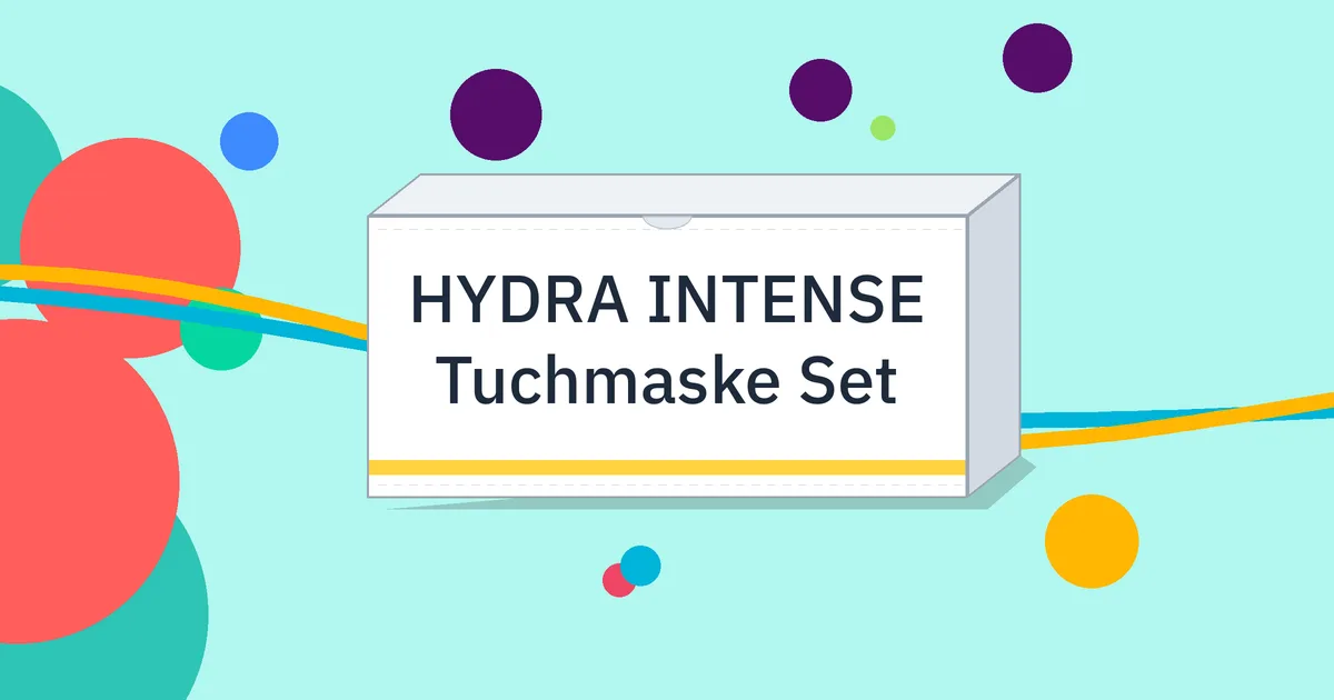 Symbolbild: Packung mit der Aufschrift HYDRA INTENSE Tuchmaske Set (PZN 16855152) – Verfügbarkeit und Bezug in Apotheken in Frankfurt am Main