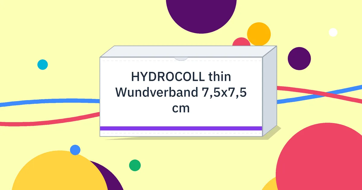 Symbolbild: Packung mit der Aufschrift HYDROCOLL thin Wundverband 7,5x7,5 cm (PZN 10852218) – Verfügbarkeit und Bezug in Apotheken in Frankfurt am Main