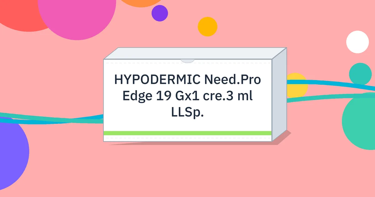 Symbolbild: Packung mit der Aufschrift HYPODERMIC Need.Pro Edge 19 Gx1 cre.3 ml LLSp. (PZN 00903162) – Verfügbarkeit und Bezug in Apotheken in Frankfurt am Main