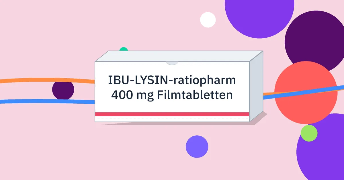 Symbolbild: Packung mit der Aufschrift IBU-LYSIN-ratiopharm 400 mg Filmtabletten (PZN 16197884) – Verfügbarkeit und Bezug in Apotheken in Frankfurt am Main