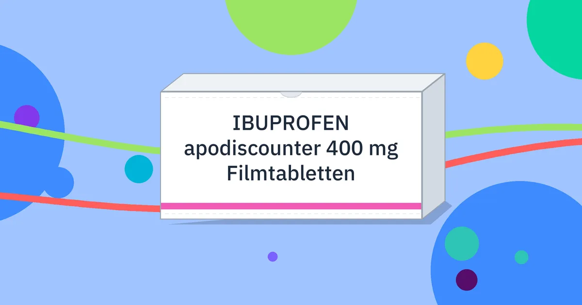 Symbolbild: Packung mit der Aufschrift IBUPROFEN apodiscounter 400 mg Filmtabletten (PZN 18240348) – Verfügbarkeit und Bezug in Apotheken in Frankfurt am Main