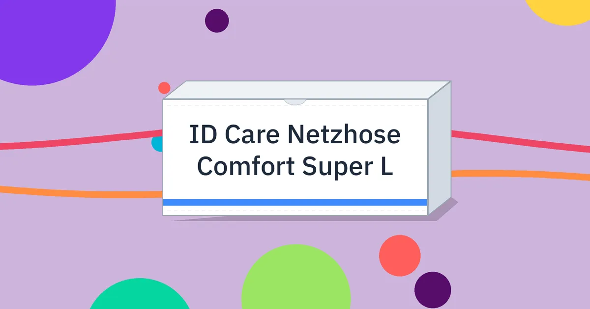 Symbolbild: Packung mit der Aufschrift ID Care Netzhose Comfort Super L (PZN 18874219) – Verfügbarkeit und Bezug in Apotheken in Frankfurt am Main