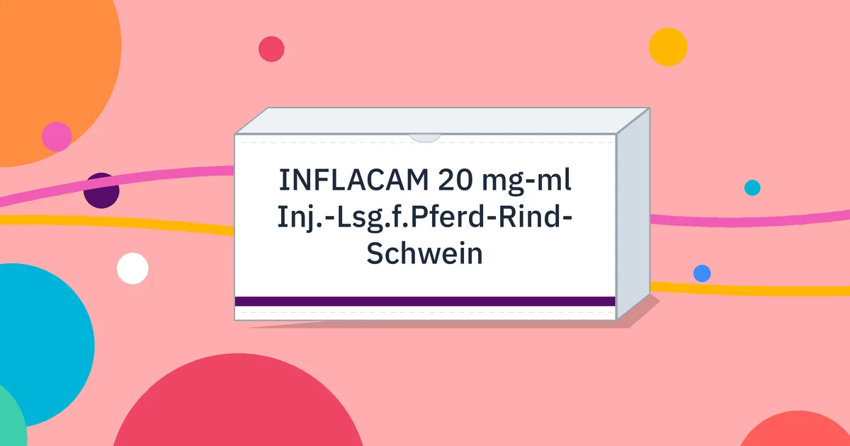 Symbolbild: Packung mit der Aufschrift INFLACAM 20 mg-ml Inj.-Lsg.f.Pferd-Rind-Schwein (PZN 10170393) – Verfügbarkeit und Bezug in Apotheken in Frankfurt am Main