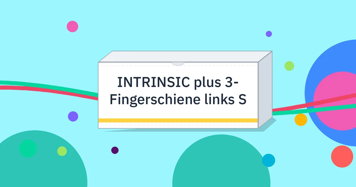 Symbolbild: Packung mit der Aufschrift INTRINSIC plus 3-Fingerschiene links S (PZN 16837993) – Verfügbarkeit und Bezug in Apotheken in Frankfurt am Main