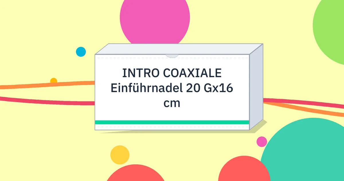 Symbolbild: Packung mit der Aufschrift INTRO COAXIALE Einführnadel 20 Gx16 cm (PZN 16918987) – Verfügbarkeit und Bezug in Apotheken in Frankfurt am Main