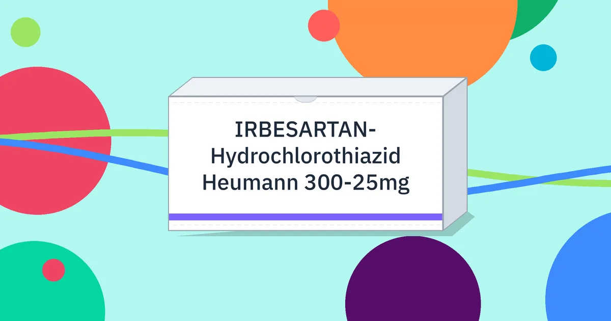 Symbolbild: Packung mit der Aufschrift IRBESARTAN-Hydrochlorothiazid Heumann 300-25mg (PZN 19129802) – Verfügbarkeit und Bezug in Apotheken in Frankfurt am Main