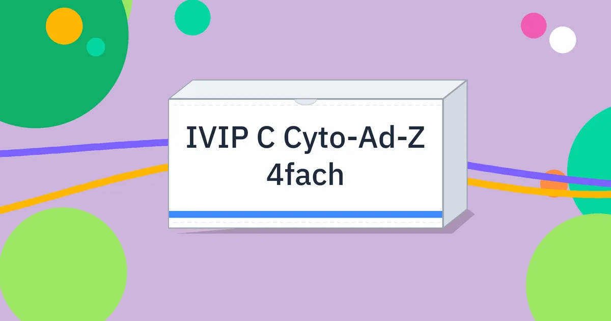 Symbolbild: Packung mit der Aufschrift IVIP C Cyto-Ad-Z 4fach (PZN 07132928) – Verfügbarkeit und Bezug in Apotheken in Frankfurt am Main