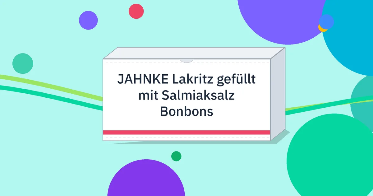 Symbolbild: Packung mit der Aufschrift JAHNKE Lakritz gefüllt mit Salmiaksalz Bonbons (PZN 20285045) – Verfügbarkeit und Bezug in Apotheken in Frankfurt am Main