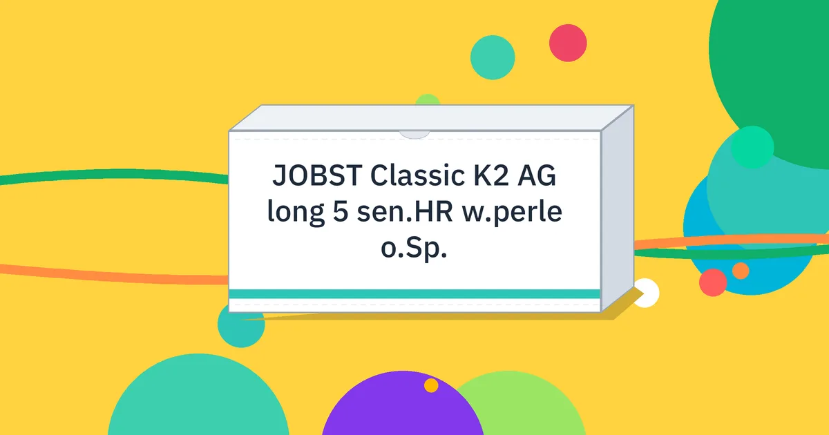 Symbolbild: Packung mit der Aufschrift JOBST Classic K2 AG long 5 sen.HR w.perle o.Sp. (PZN 17959333) – Verfügbarkeit und Bezug in Apotheken in Frankfurt am Main