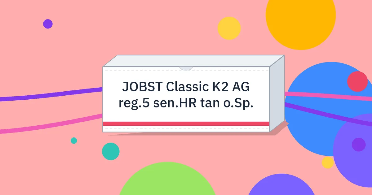 Symbolbild: Packung mit der Aufschrift JOBST Classic K2 AG reg.5 sen.HR tan o.Sp. (PZN 17960000) – Verfügbarkeit und Bezug in Apotheken in Frankfurt am Main