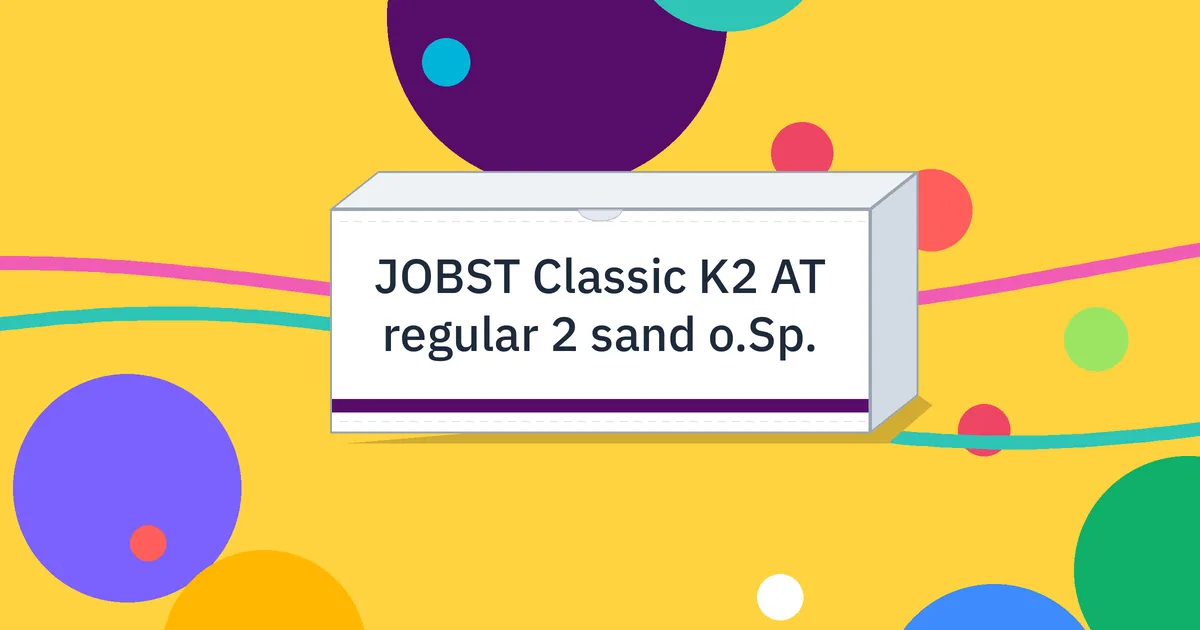 Symbolbild: Packung mit der Aufschrift JOBST Classic K2 AT regular 2 sand o.Sp. (PZN 10728866) – Verfügbarkeit und Bezug in Apotheken in Frankfurt am Main